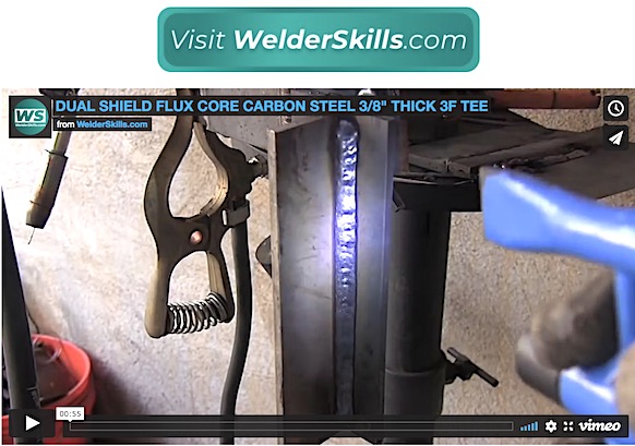 Dual Shield Flux Core carbon steel 3/8" 3f tee vertical uphill