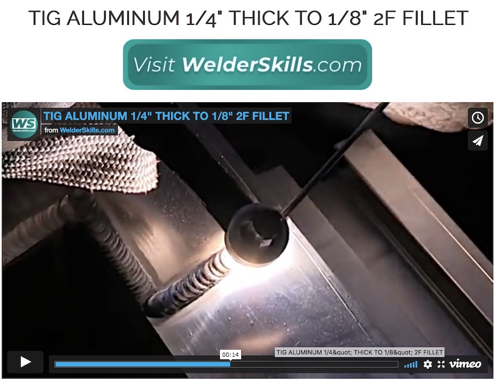 Tig Aluminum fillet weld 1/4" to 1/8" settings