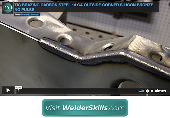 TIG brazing carbon steel 14ga corner with silicon bronze filler