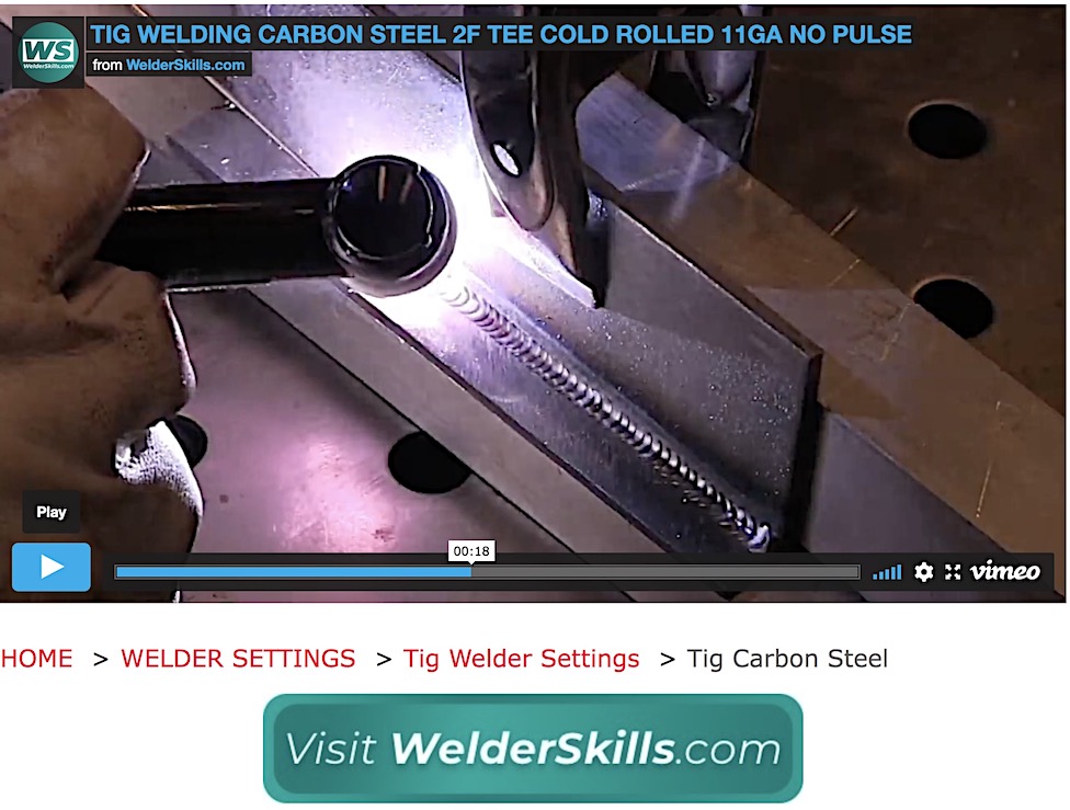 Tig Carbon Steel 11ga 2f Tee settings no pulse