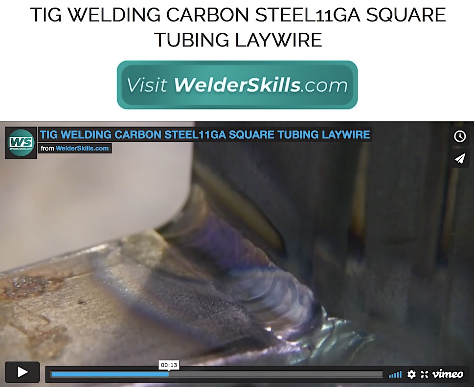 Tig Welding Carbon Steel Square tube laywire fillet settings