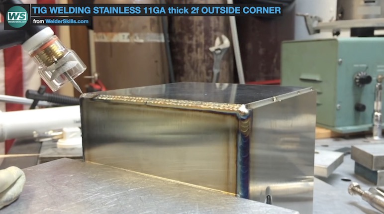 TIG Welding Stainless Steel outside Corner 11ga 2f