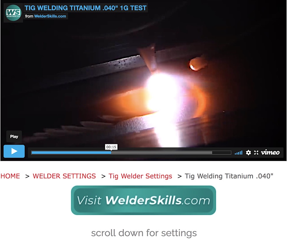 Tig Welding Titanium .040" thick 1g test Settings