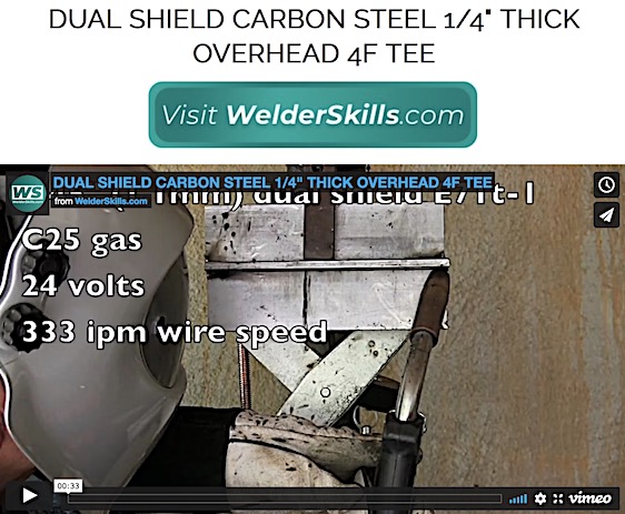 Dual Shield Flux Core carbon steel 1/4" overhead tee